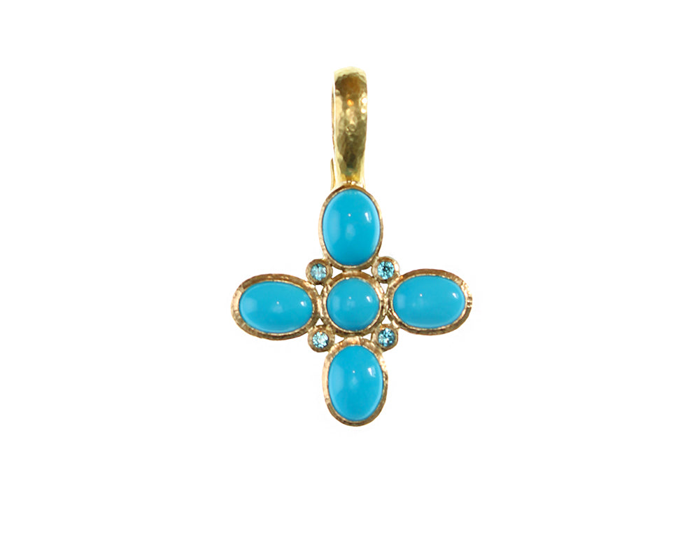 Sleeping Beauty Turquoise "Clover" Pendant With Clip Bale and faceted ...